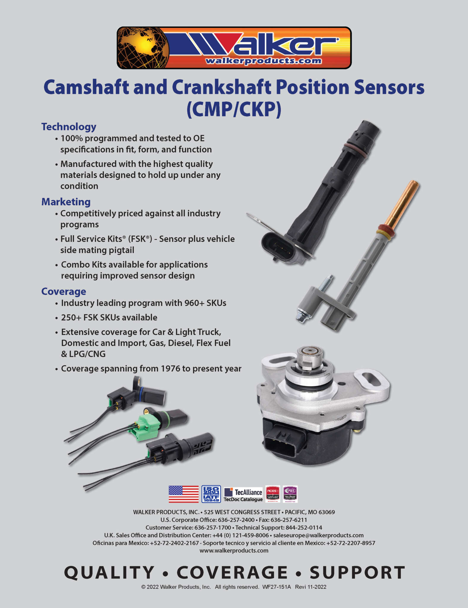 Camshaft and Crankshaft Position Sensors - Walker Products