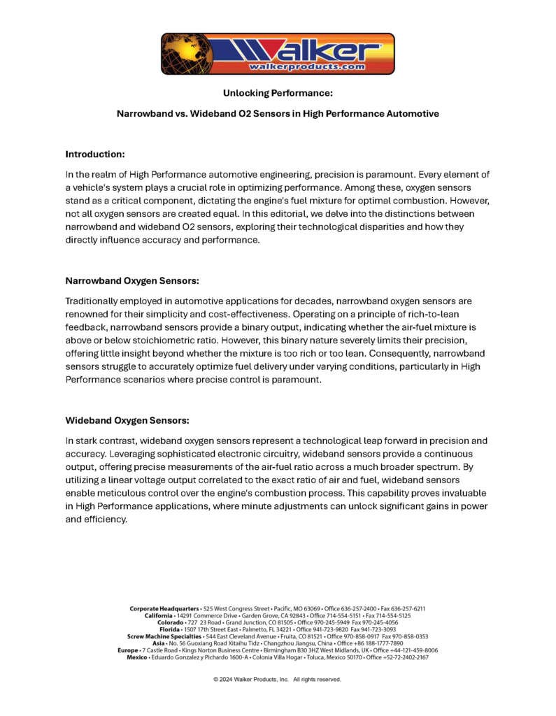 Automotive Oxygen Sensors (O2), Bung & Plug Kits - Walker Products